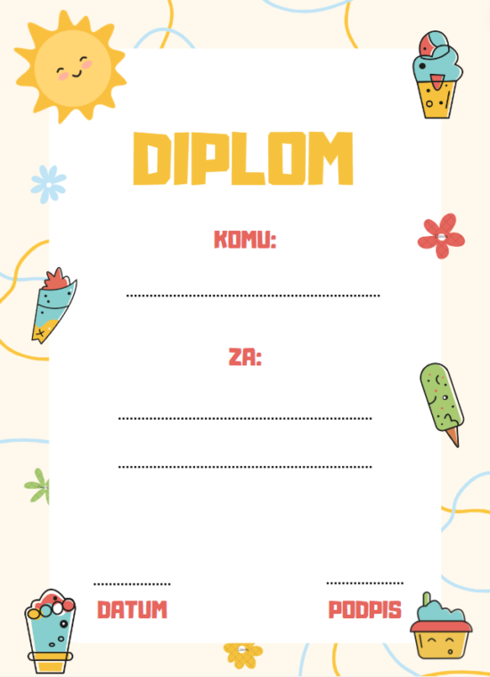 Diplomy k vytisknutí: 7 originálních šablon na sport, tábor apod ...