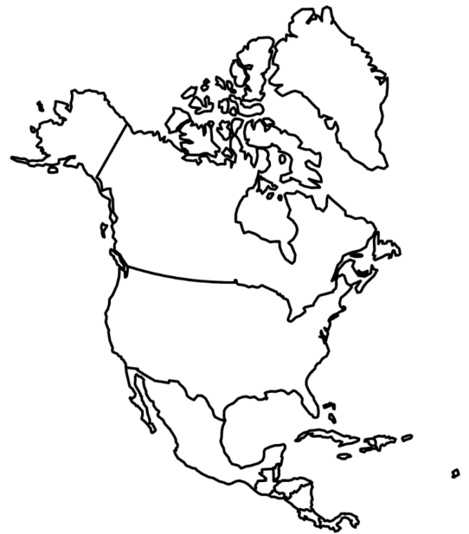 Slepá mapa SEVERNÍ AMERIKY k vytisknutí - ZDARMA - ProDětiCokoliv.cz