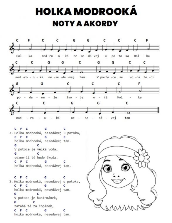Holka modrooká – noty, text a akordy ke stažení v PDF - ProDětiCokoliv.cz