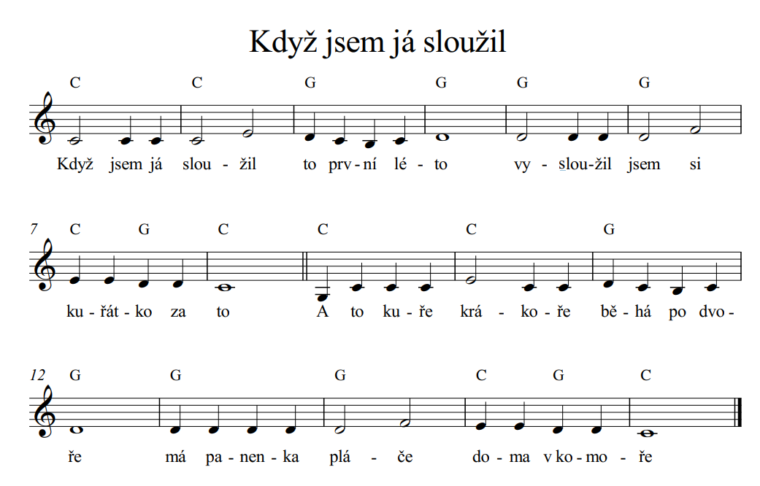 KDYŽ JSEM JÁ SLOUŽIL noty - KE STAŽENÍ ZDARMA - ProDětiCokoliv.cz