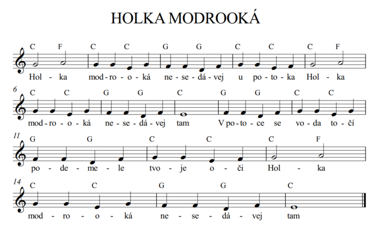 Noty na písničku HOLKA MODROOKÁ - KE STAŽENÍ - ProDětiCokoliv.cz