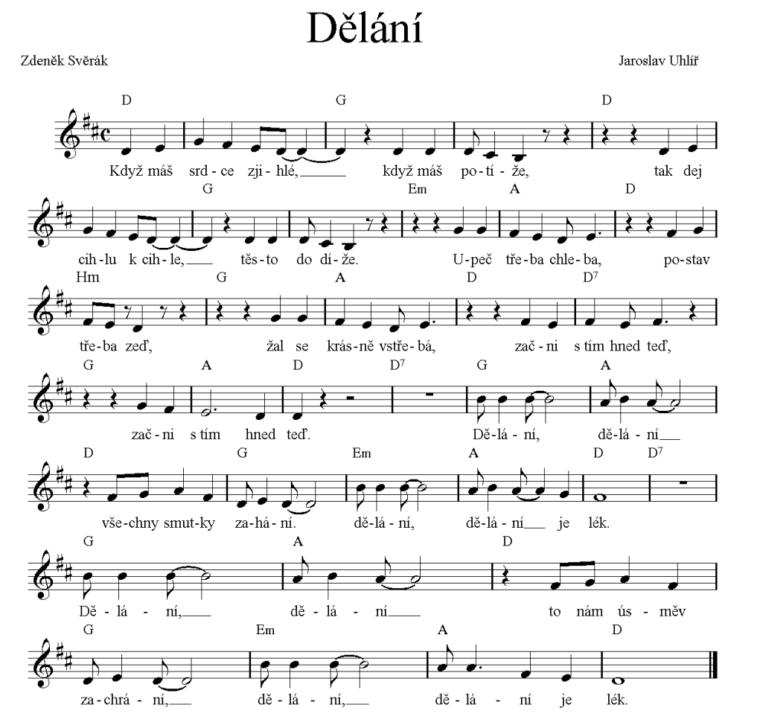 Dělání - noty, text - KE STAŽENÍ - ProDětiCokoliv.cz