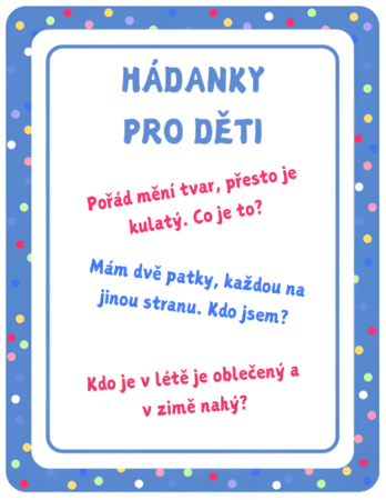 Hádanky pro děti k vytisknutí - ProDětiCokoliv.cz