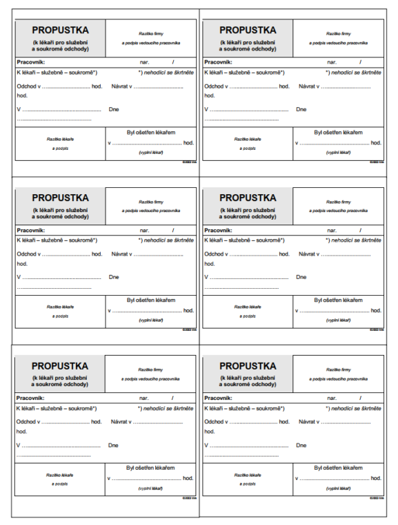 Propustka k lékaři VZOR - K TISKU - ProDětiCokoliv.cz