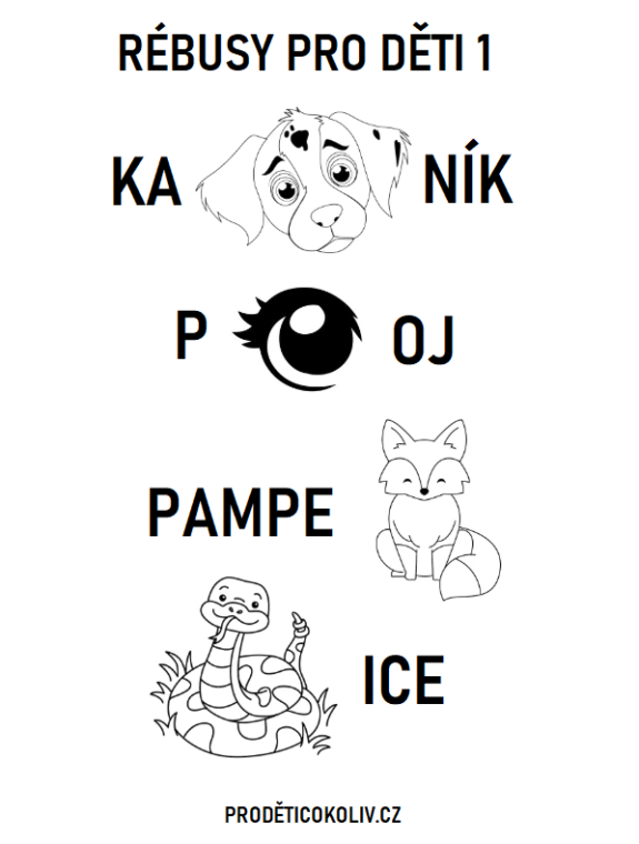 Rébusy pro děti k vytisknutí - OBRÁZKOVÉ - ProDětiCokoliv.cz