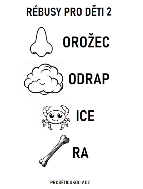 Rébusy pro děti k vytisknutí - OBRÁZKOVÉ - ProDětiCokoliv.cz