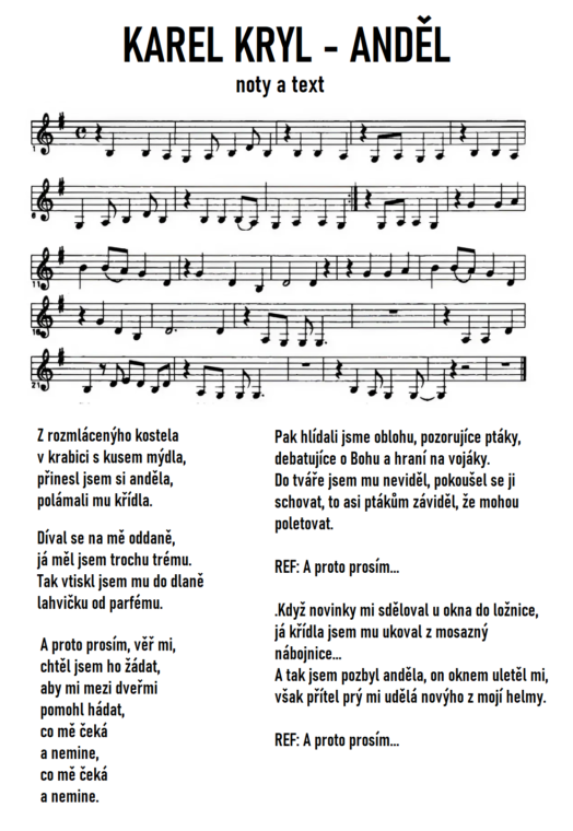 ANDĚL noty (Karel Kryl) - KE STAŽENÍ ZDARMA- ProDětiCokoliv.cz