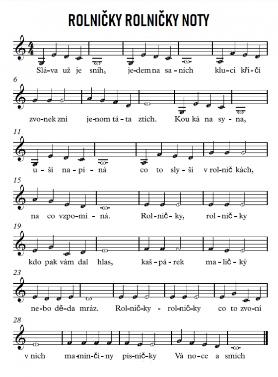 Rolničky, rolničky NOTY - KE STAŽENÍ ZDARMA - ProDětiCokoliv.cz