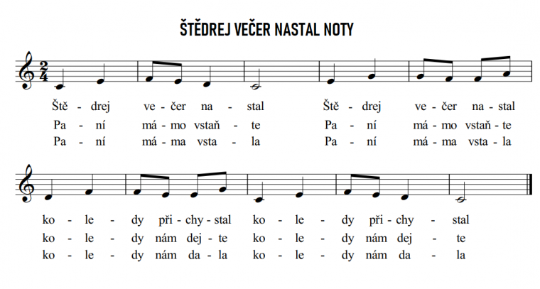 Štědrej večer nastal NOTY - KE STAŽENÍ ZDARMA - ProDětiCokoliv.cz