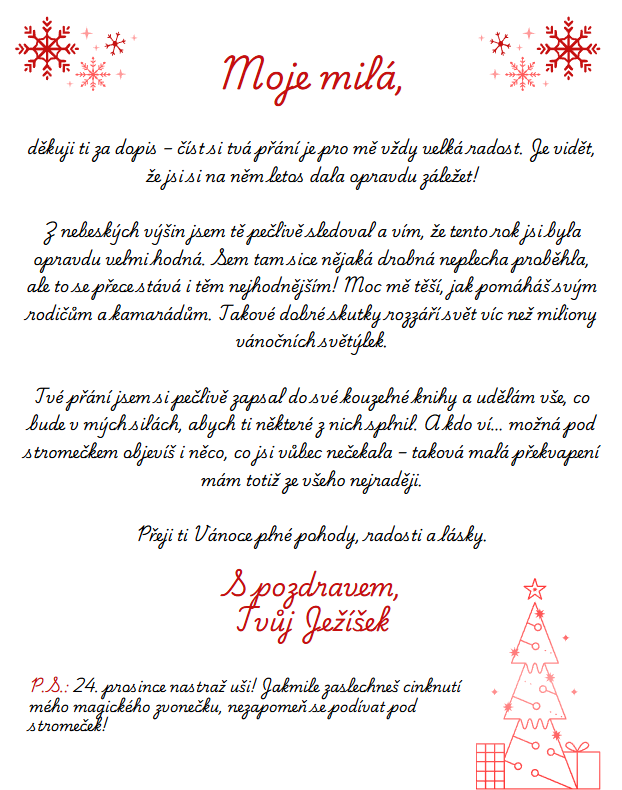 Dopis od Ježíška VZOR - K VYTISKNUTÍ - ProDětiCokoliv.cz