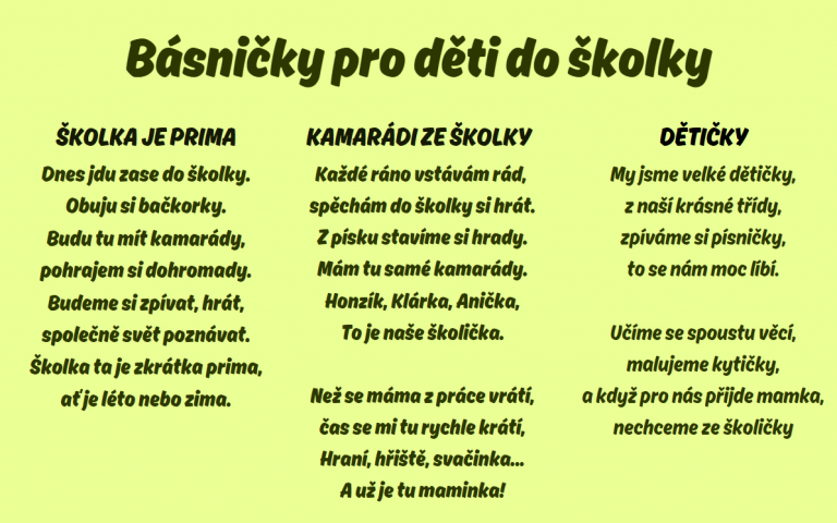 Básničky do školky - S POHYBEM I BEZ - ProDětiCokoliv.cz