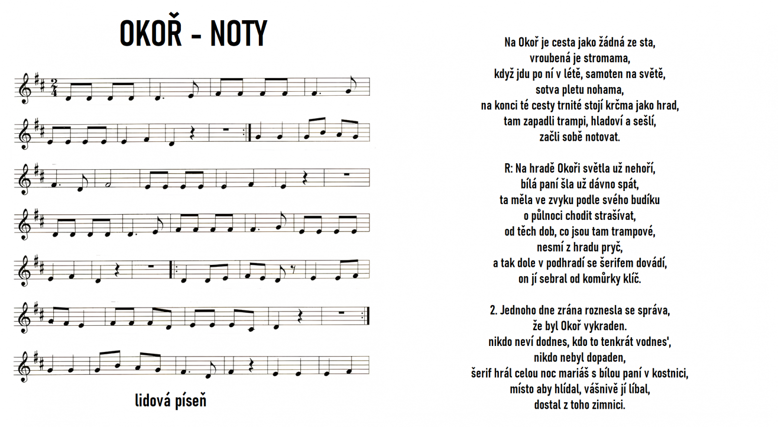 Okoř NOTY a TEXT - Ke stažení zdarma - ProDětiCokoliv.cz