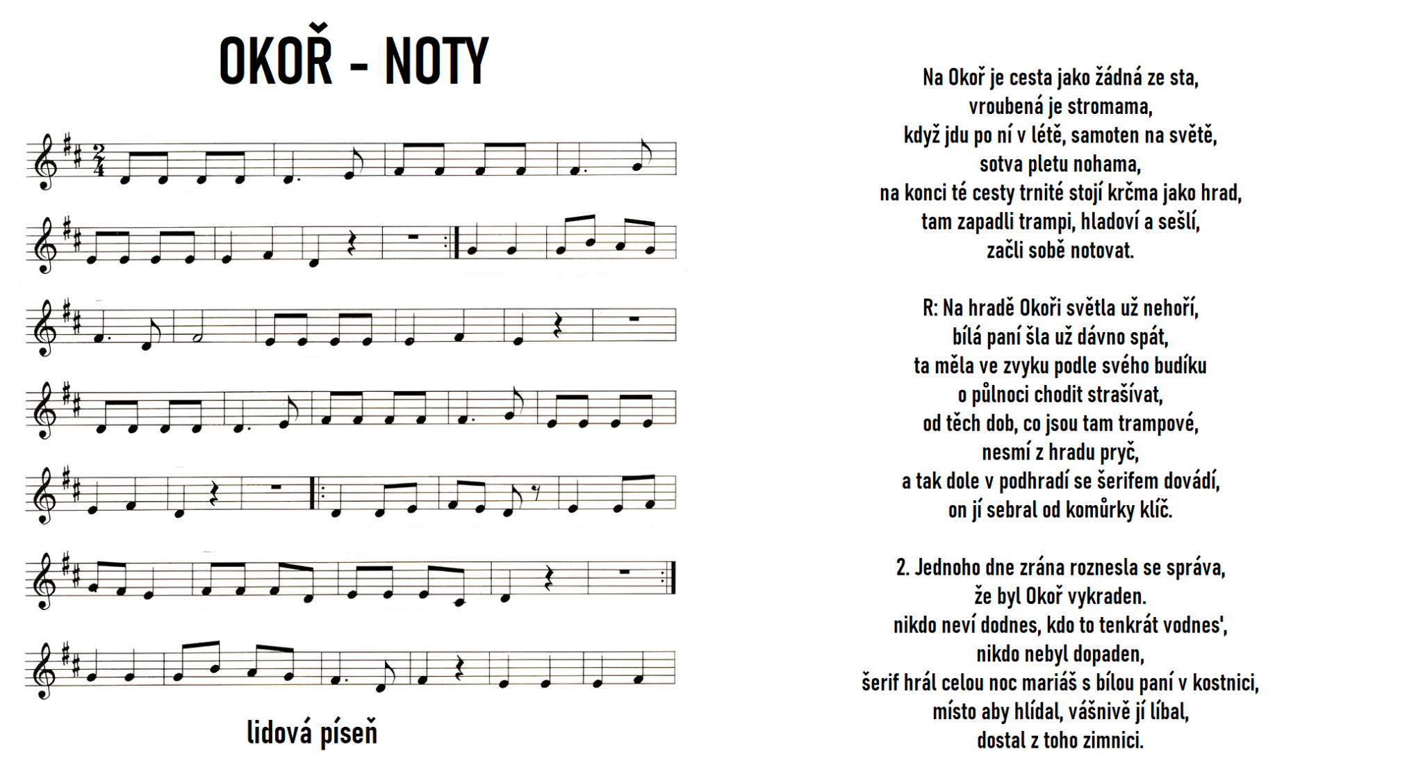 Okoř NOTY a TEXT - Ke stažení zdarma - ProDětiCokoliv.cz