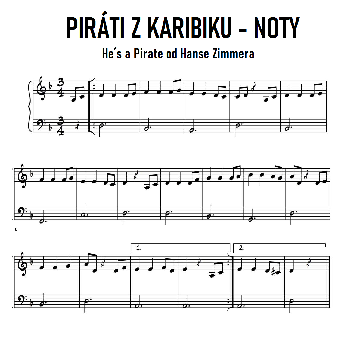 Piráti z Karibiku NOTY - KE STAŽENÍ ZDARMA - ProDětiCokoliv.cz