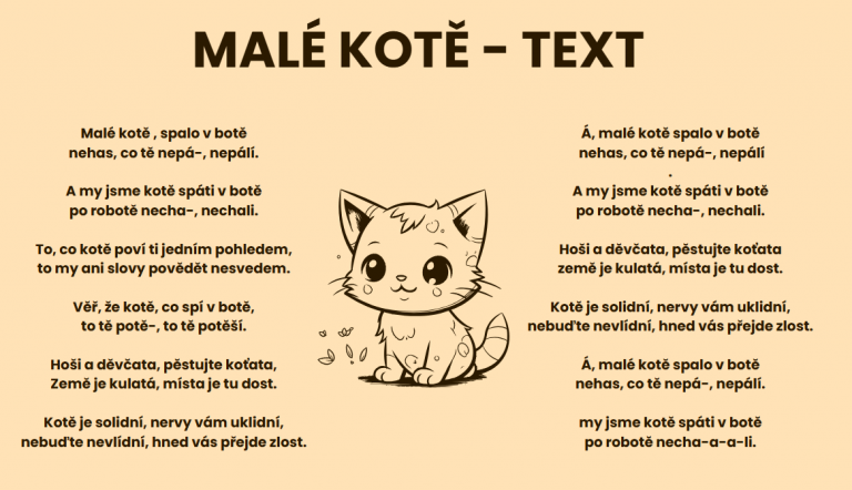 Malé kotě NOTY a TEXT - KE STAŽENÍ ZDARMA - ProDětiCokoliv.cz