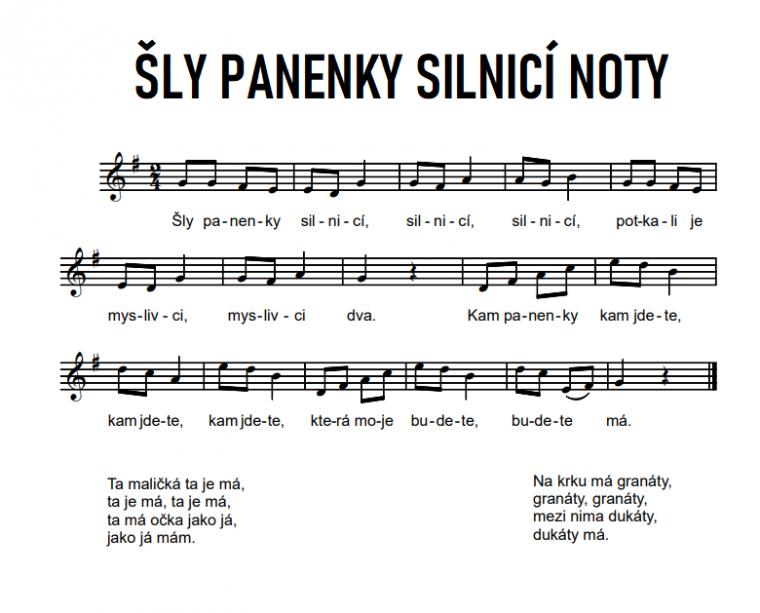 Noty na klavír k vytisknutí: České písničky pro děti i dospělé ...