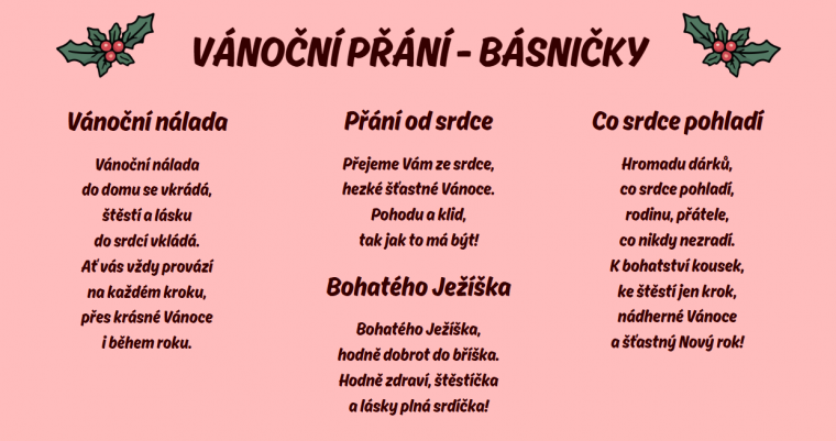 Vánoční přání básničy: 4 veršované texty pro kamarády i prarodiče ...